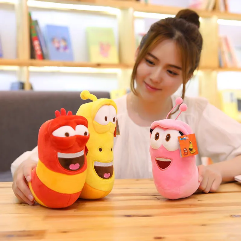 Cartoon-Larva-Funny-Happy-Worm-Cute-Stripe-Animal-Red-Yellow-Soft ...