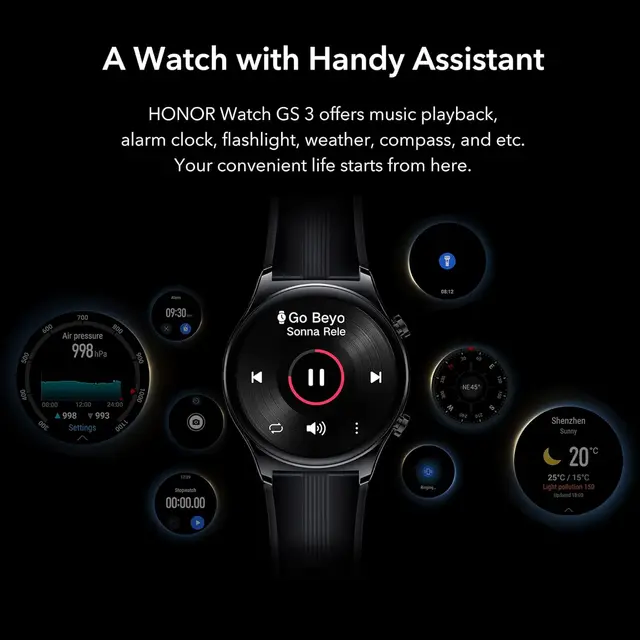HONOR Watch GS 3 Global Version 3D-Curved Glass SmartWatch GS3 1.43 ...