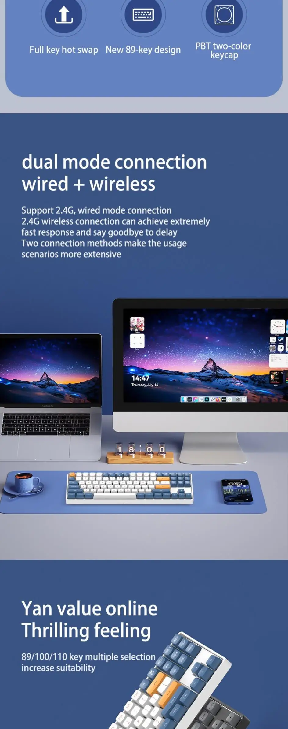 Aigo A87 Hot-Swap Wireless Mechanical Keyboard