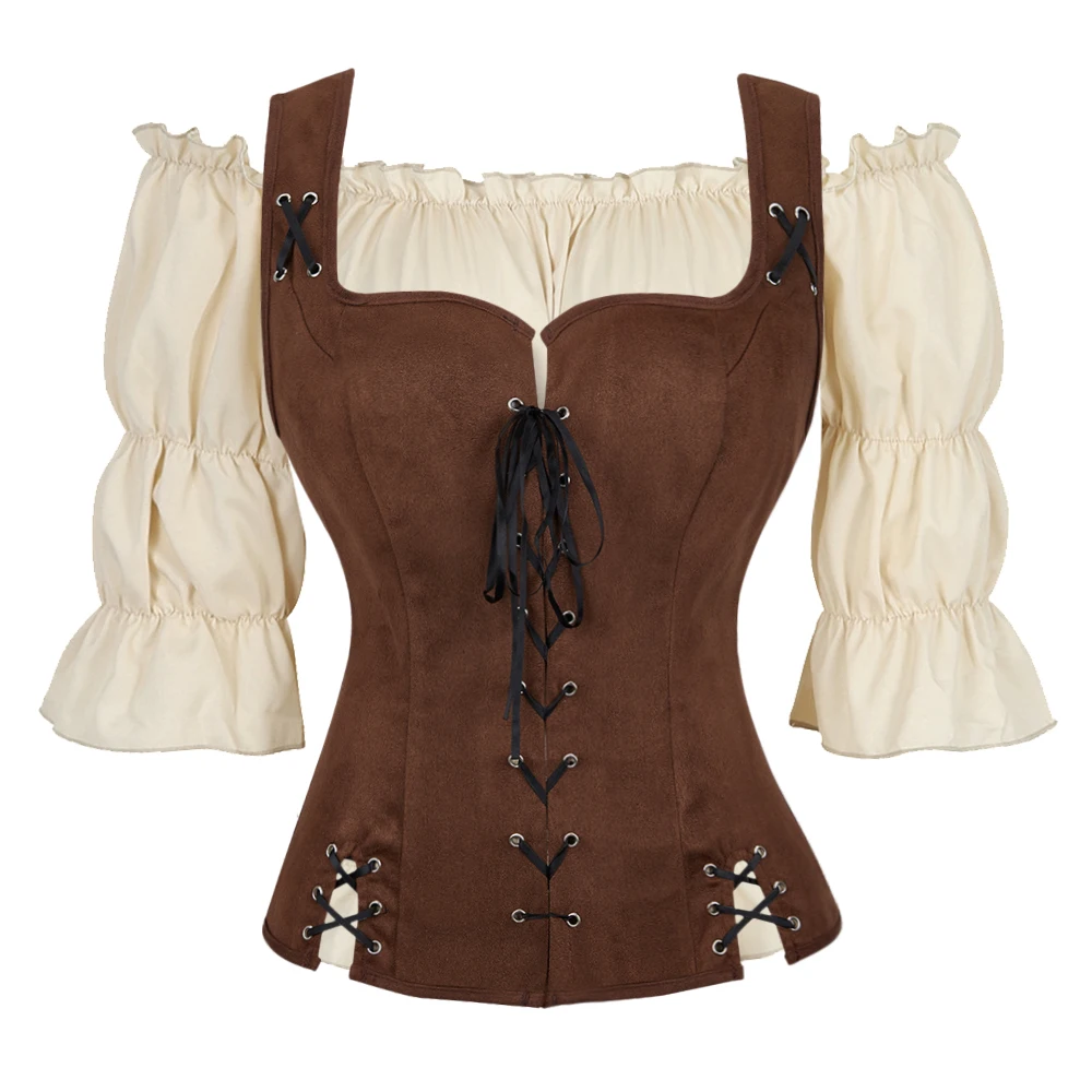 Women-Pirate-Top-Costume-Renaissance-Crop-Top-Plus-Size-Medieval-Blouse ...