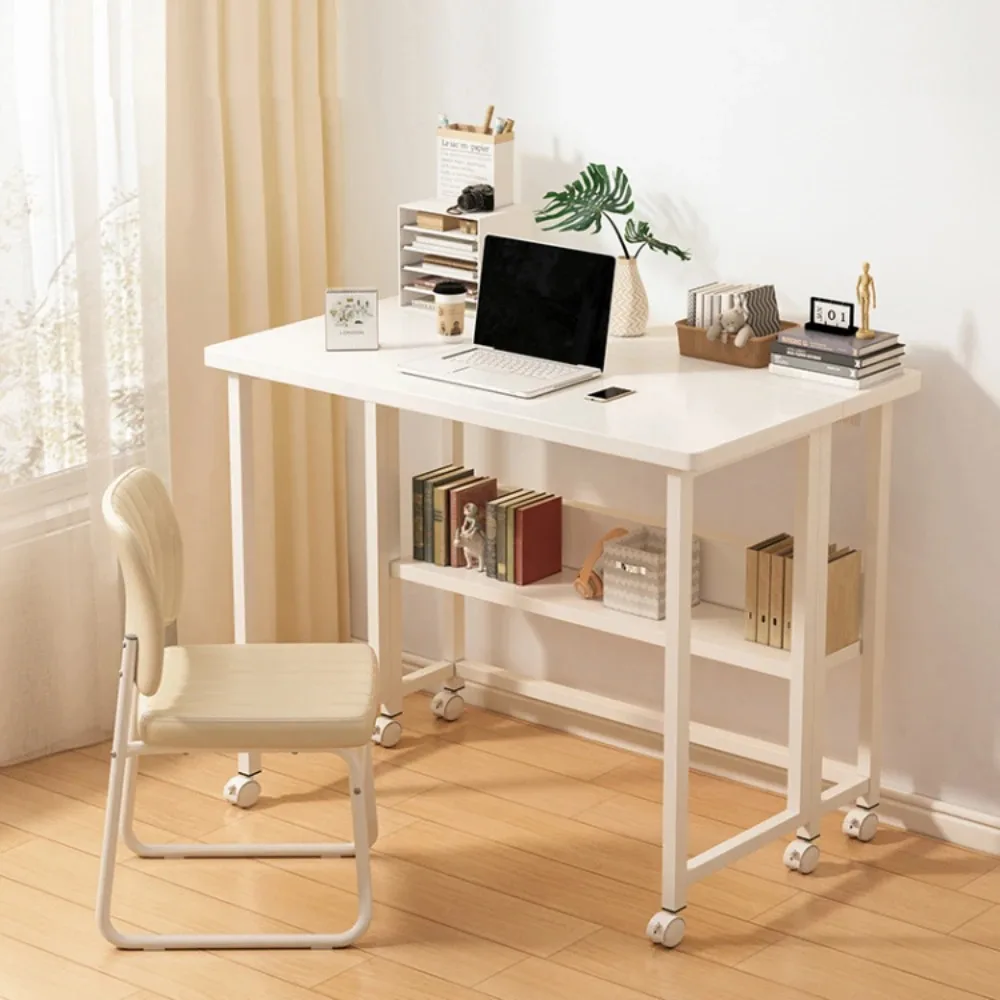 Folding-Computer-Study-Desk-For-Students-With-Bookshelf-Simple-Study ...
