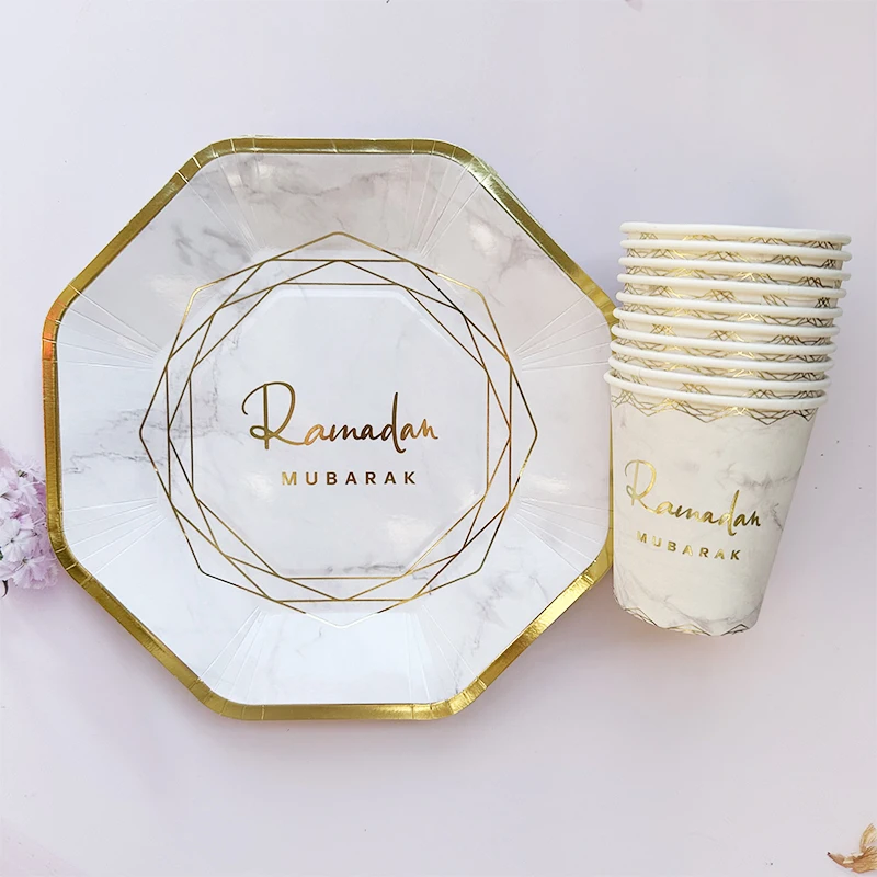 Ramadan Decoration Eid Mubarak Paper Plate Cup Banner Bunting For ...