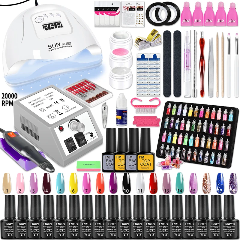 Kit-de-manucure-acrylique-avec-lampe-ongles-LED-vernis-semi-continu-kit ...