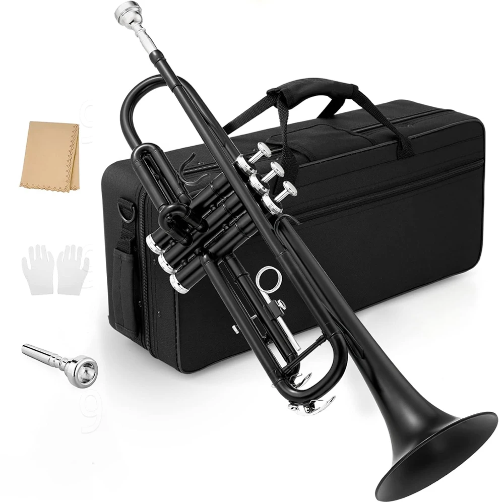 Japan-4335-Professional-Trumpet-Black-Matte-Trumpet-Flat-B-Tone-Brass ...