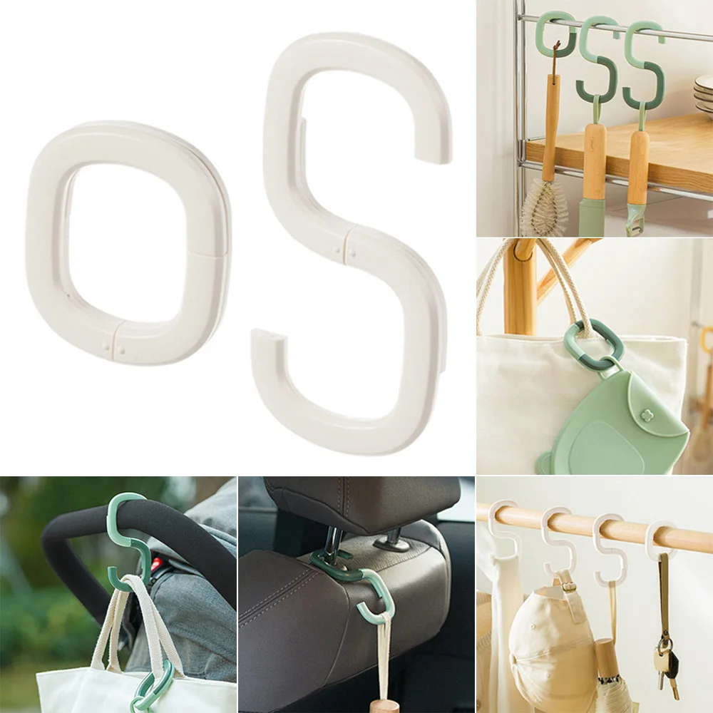 2PCS S type Multi Function Hook Snap on Foldable O type Household ...