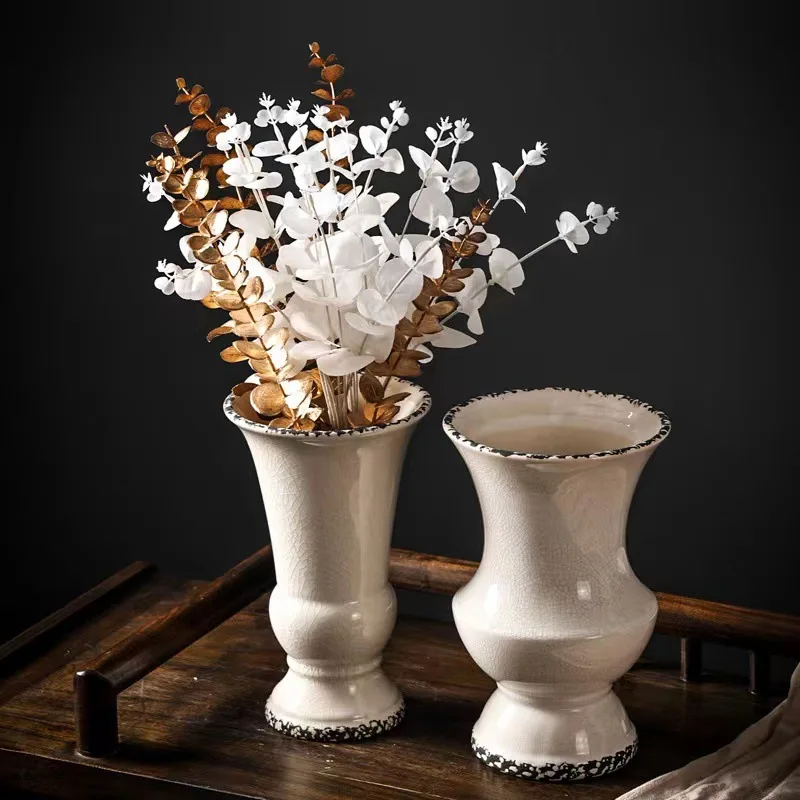 American-Vintage-Crack-Ceramic-Vase-Flower-Living-Room-Entrance ...