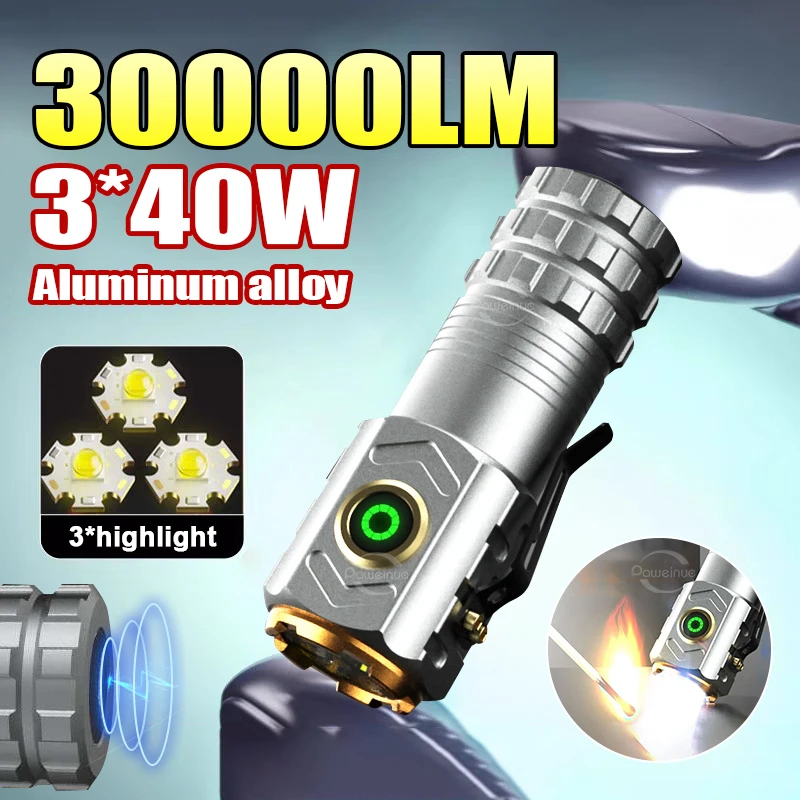 Super-Bright-Mini-LED-Flashlight-With-Pen-Clip-And-Tail-Magnet-2000mAh ...