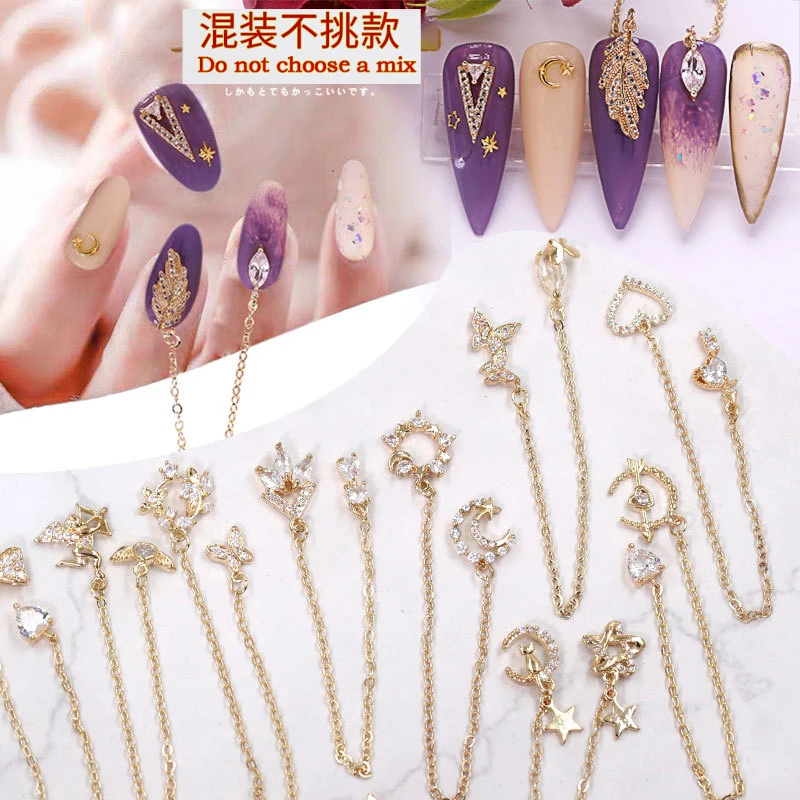 Luxury-Nail-Art-Charm-Cubic-Zircon-3D-Diamond-Long-Chain-Geometric ...