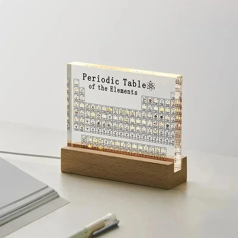 Mendeleev Periodic Table Acrylic Print with Wooden Light Base - Home ...