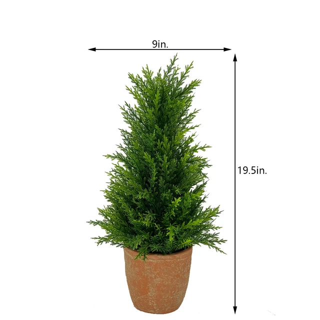 HXGYZP Large Artificial Tree Cement Basin Potted Cypress Fake Plants ...