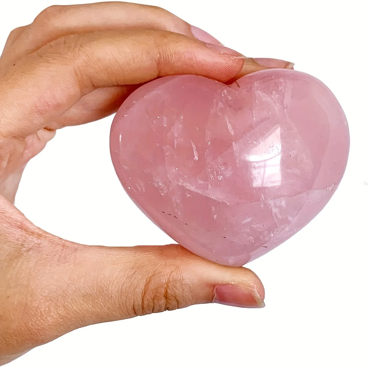 Natural-Rose-Quartz-Puffy-Heart-Shaped-Palm-Stone-Pink-Love-Pocket ...