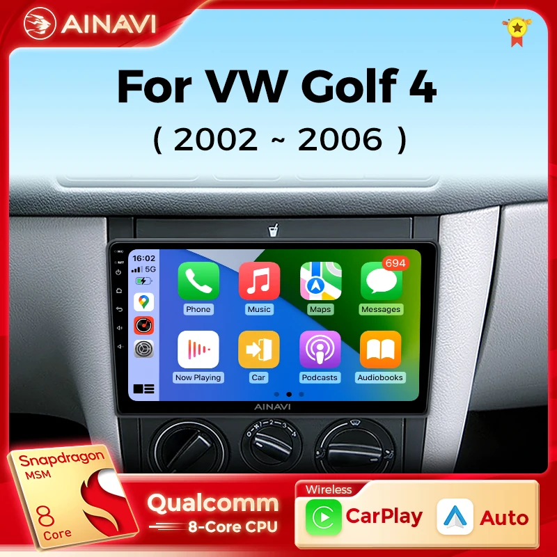 Ainavi-Car-Radio-Android-12-For-Volkswagen-VW-Golf-4-IV-Jetta-MK4 ...