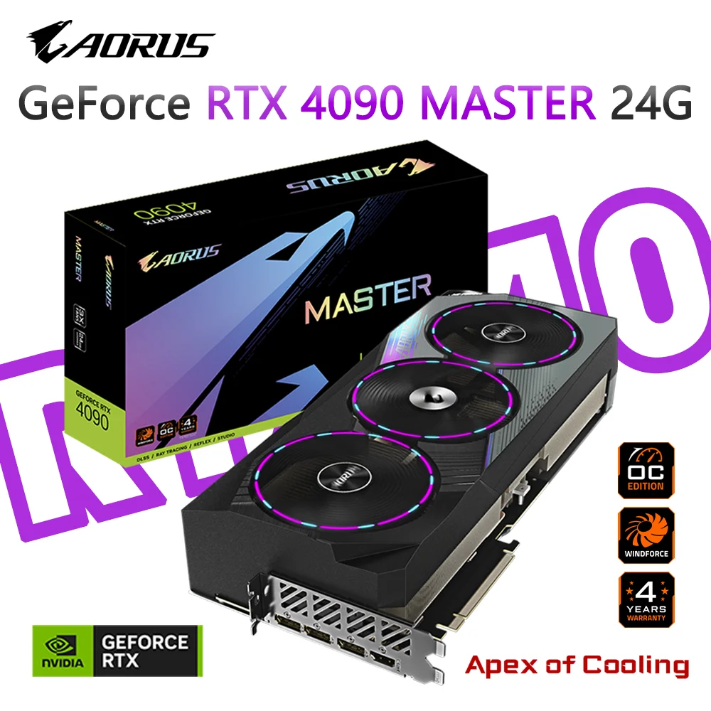 AORUS GeForce RTX 4090 MASTER 24G GDDR6X Graphics RTX 4090 GPU PCI-E 4. ...