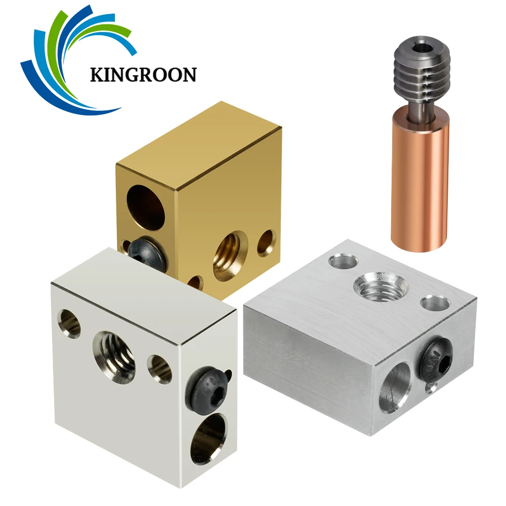 KINGROON CR10 Heated Block Aluminum Brass Plated Copper Extruder Hotend ...