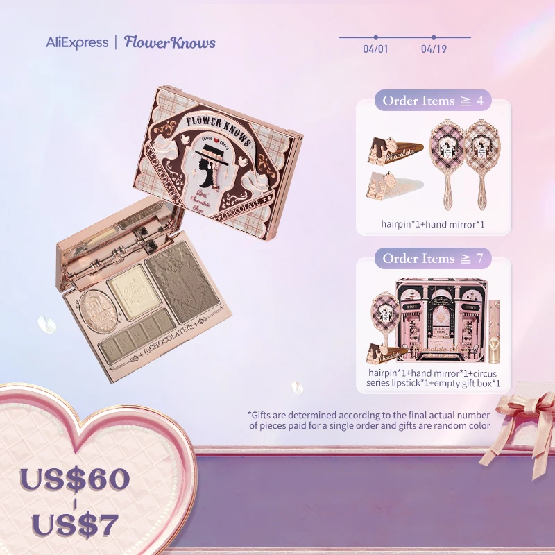 Flower Knows Chocolate Wonder-shop Highlighter & Contour 4-color Makeup ...