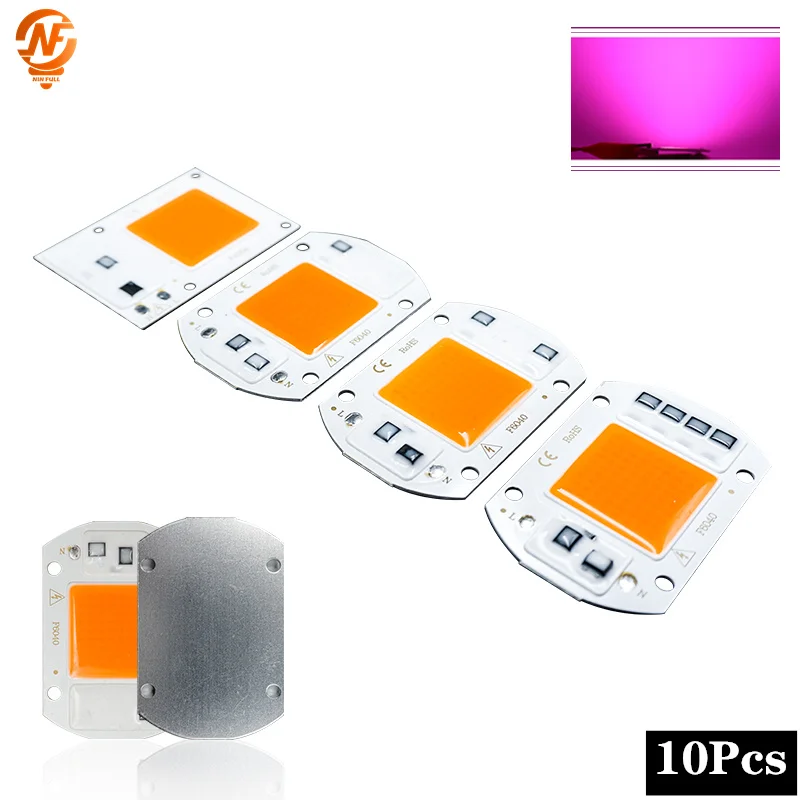 Lâmpada de led diodo para crescimento de mudas, lâmpada de espectro completo com chip cob 10 ...