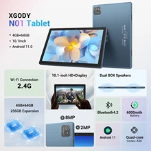 XGODY 안드로이드 태블릿, 6GB 128GB IPS 스크린, 쿼드 코어, 초박형 5G 와이파이, 블루투스 GPS, C 타입 ...