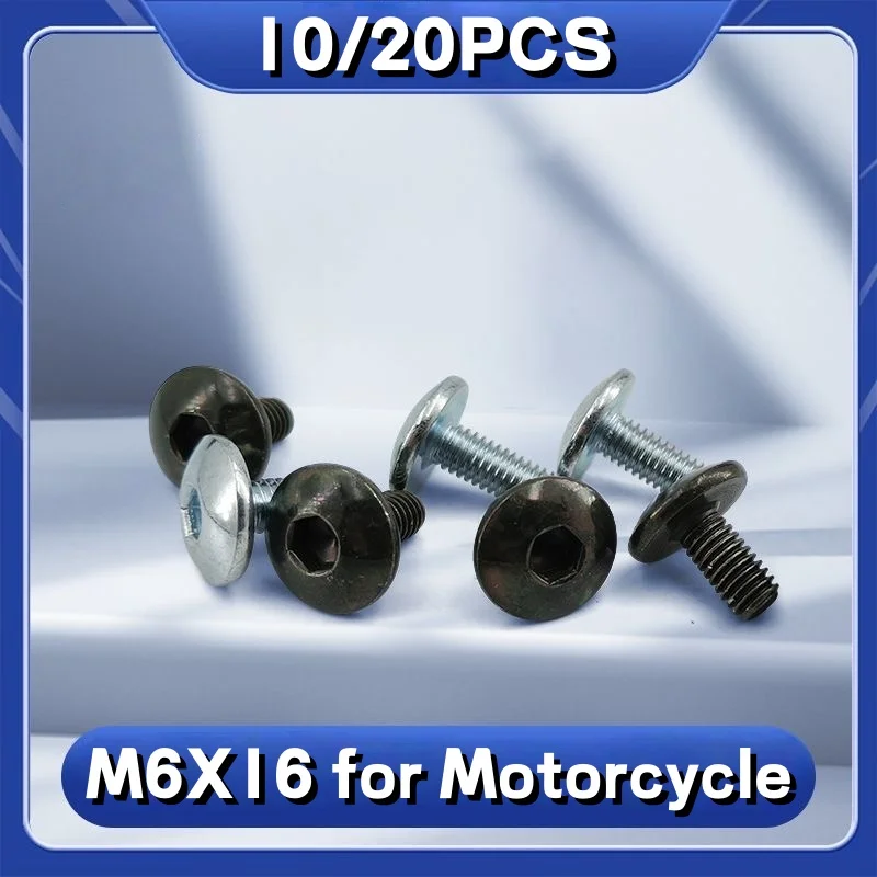 10/20pcs Big Flat Round Head Inner Hexagon Screw Bolt M6 6mm M6X16 Dark ...