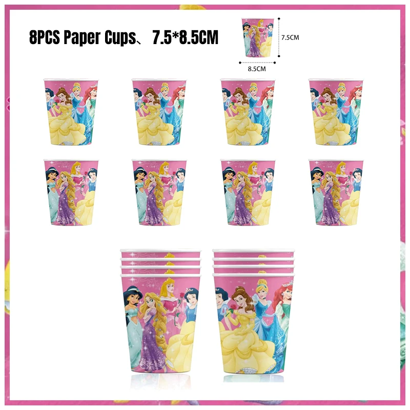 Suministros de decoración para fiestas de cumpleaños de princesas de Disney, Blancanieves, Bella ...