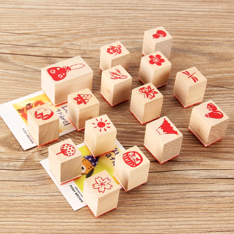 Japanese-Style-Stamp-Set-Wooden-Rubber-Stamp-Signet-For-Children-Diy ...