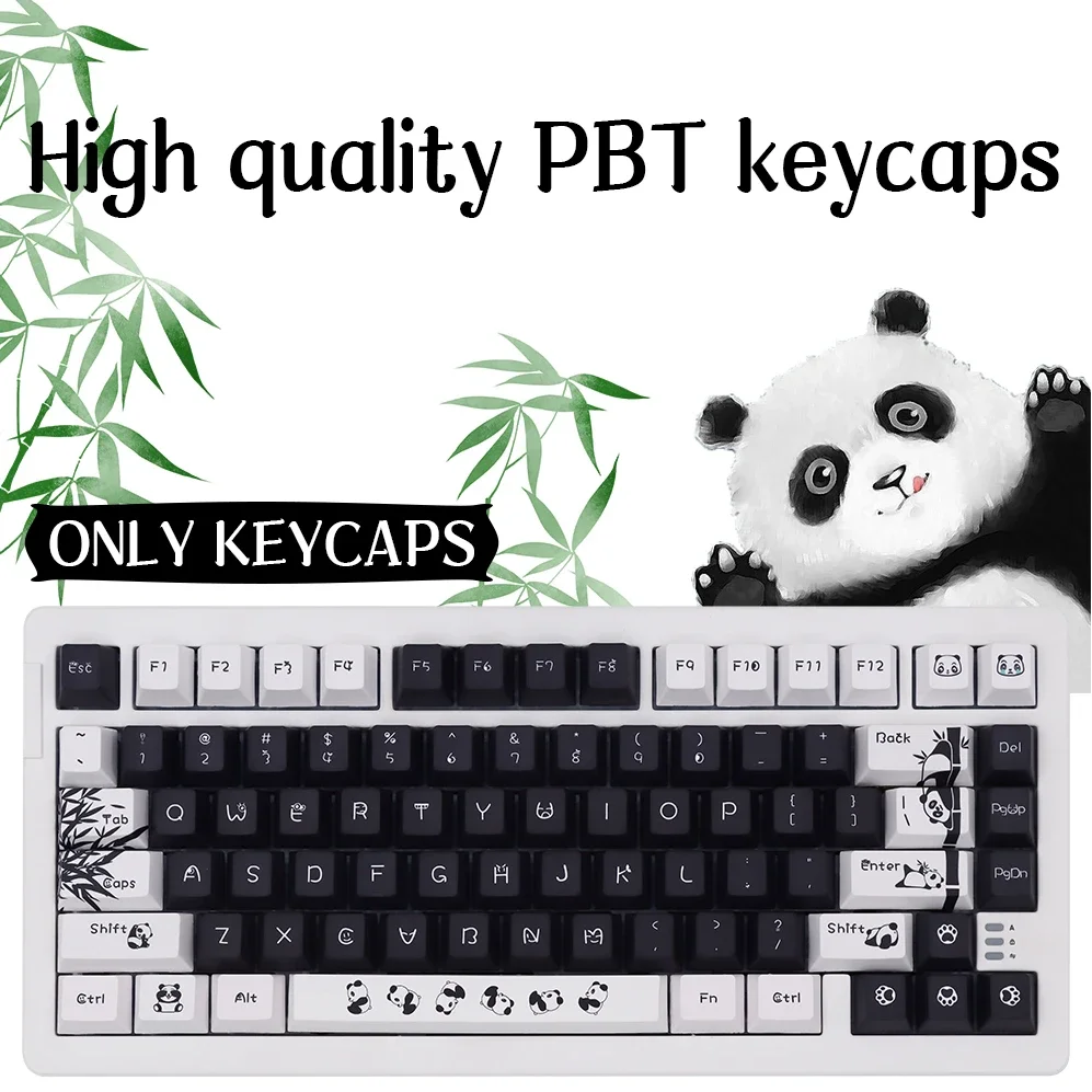 Panda-Keycaps-Black-and-White-Cherry-Profile-Pbt-Dub-Sye-Key-Caps-Pbt ...