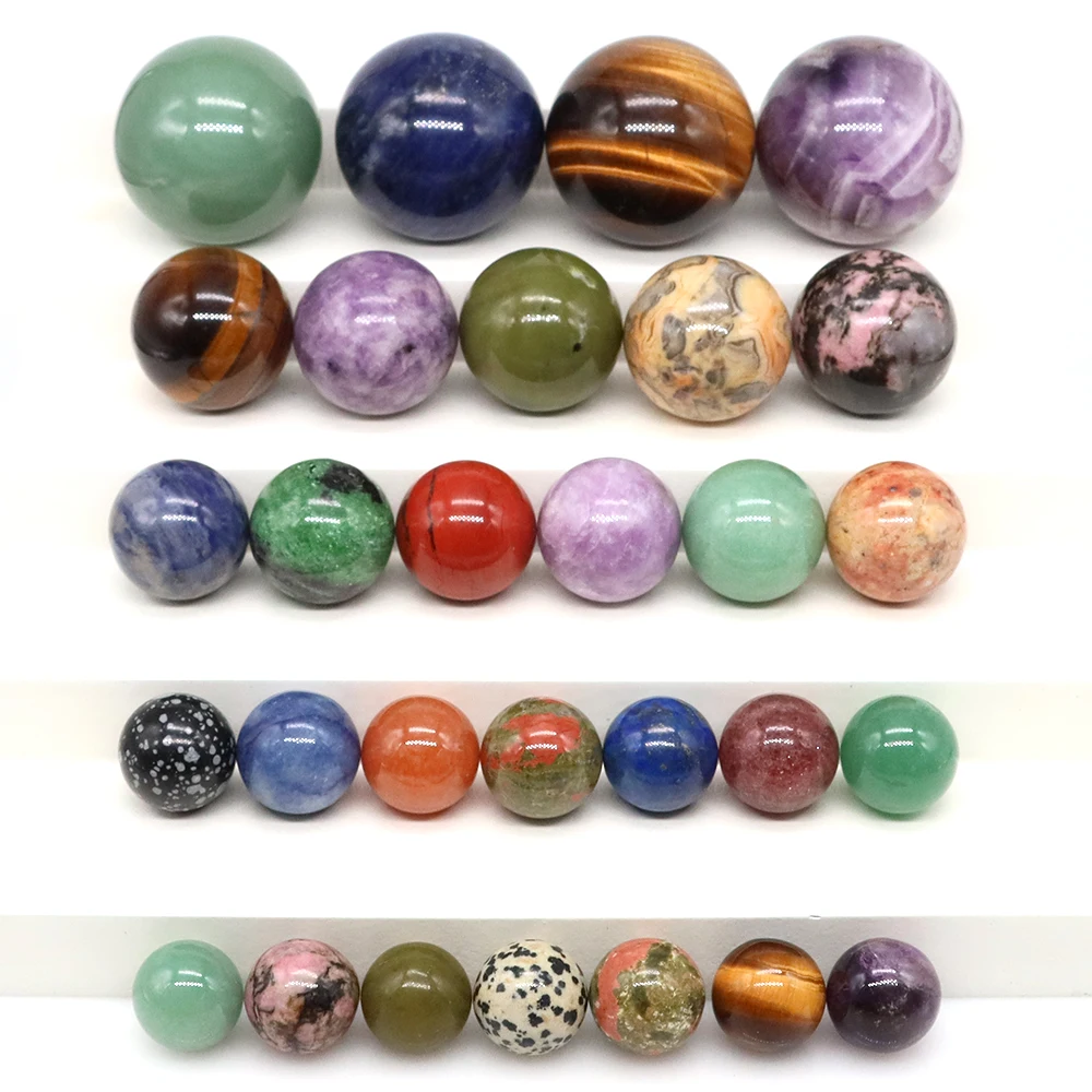 Crystal Sphere Natural Stone Healing Bead Reiki Gems Wicca Chakra Ball ...