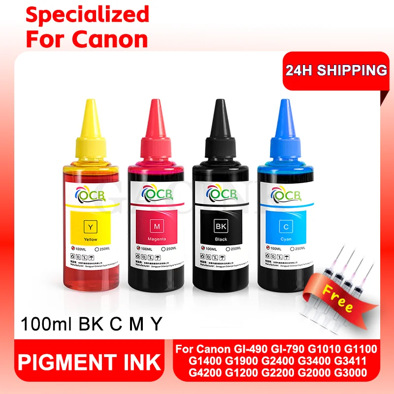 100ml-Pigment-Ink-For-Canon-GI-490-GI-790-G1010-G1100-G1400-G1900-G2400 ...