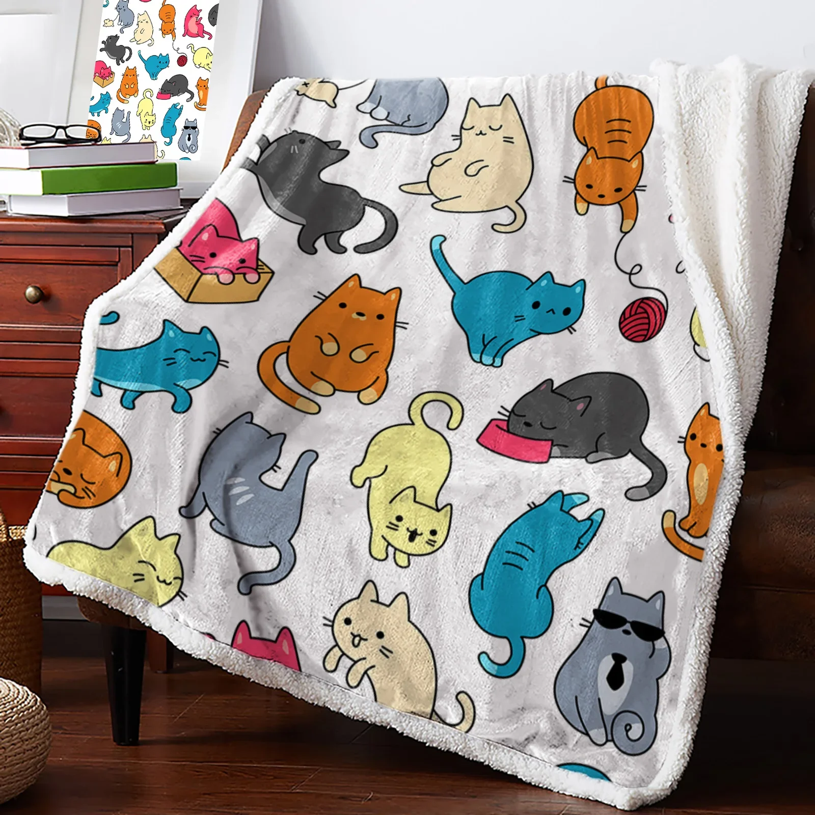 Cartoon-Cat-Winter-Warm-Cashmere-Blanket-for-Bed-Wool-Throw-Blankets ...