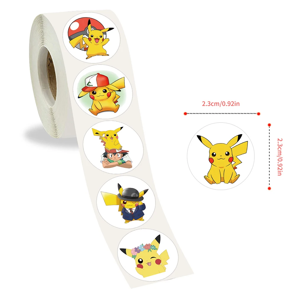 500pcs-Roll-Cute-Pokemon-Pikachu-Cartoon-Sealing-Stickers-DIY-PVC ...
