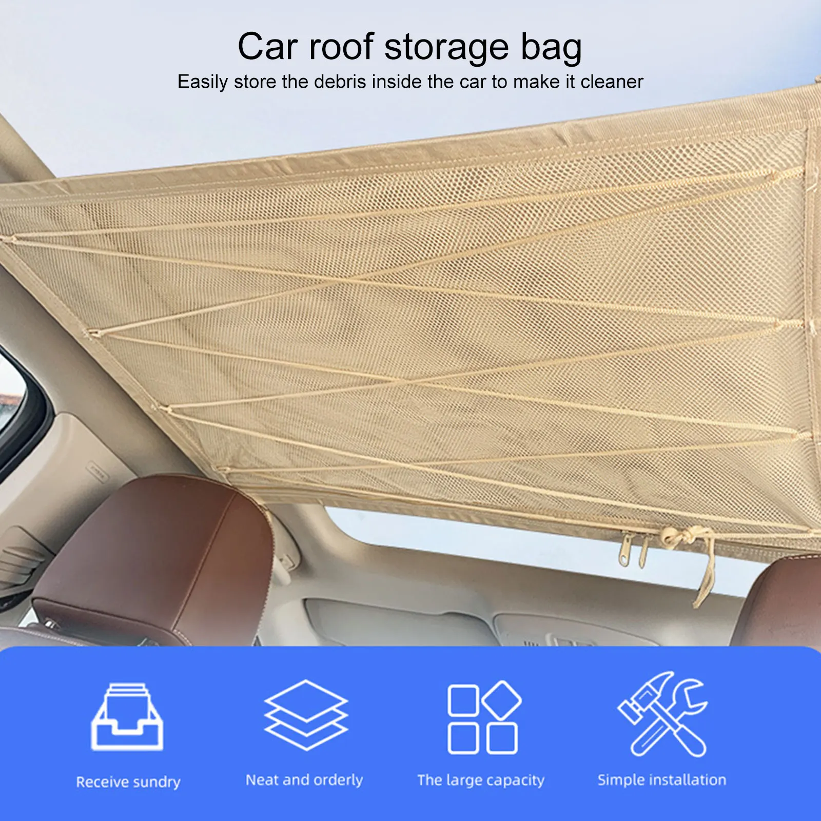 2-Sizes-SUV-Car-Ceiling-Storage-Net-Mesh-Zipper-Double-Layers-Camping ...