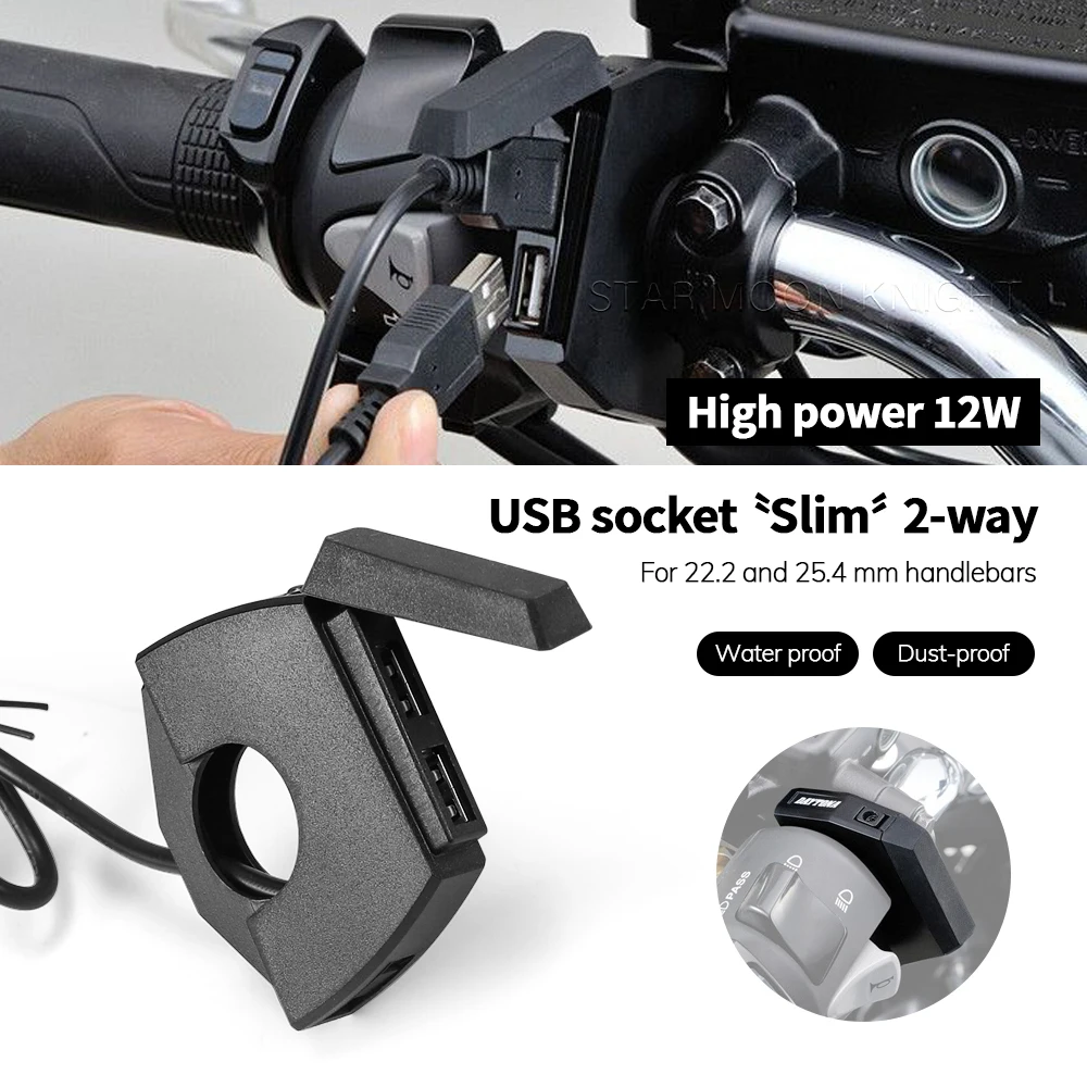 Motorcycle-Dual-USB-Charger-Plug-Socket-Adapter-For-BMW-For-YAMAHA-For ...