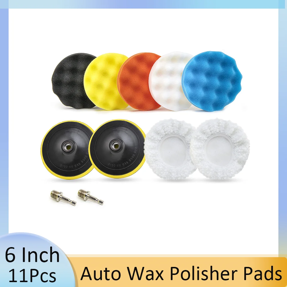 6-Inch-Auto-Wax-Polisher-Buffer-Pads-Kit-11-Pcs-Drill-Buffer-Attachment ...