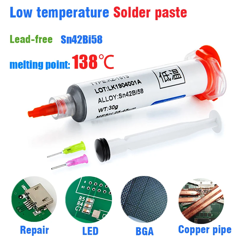 Kellyshun Sn42Bi58 무연 친환경 저온 솔더링 페이스트 주석 솔더 페이스트 부품 용|용접 용제| - AliExpress