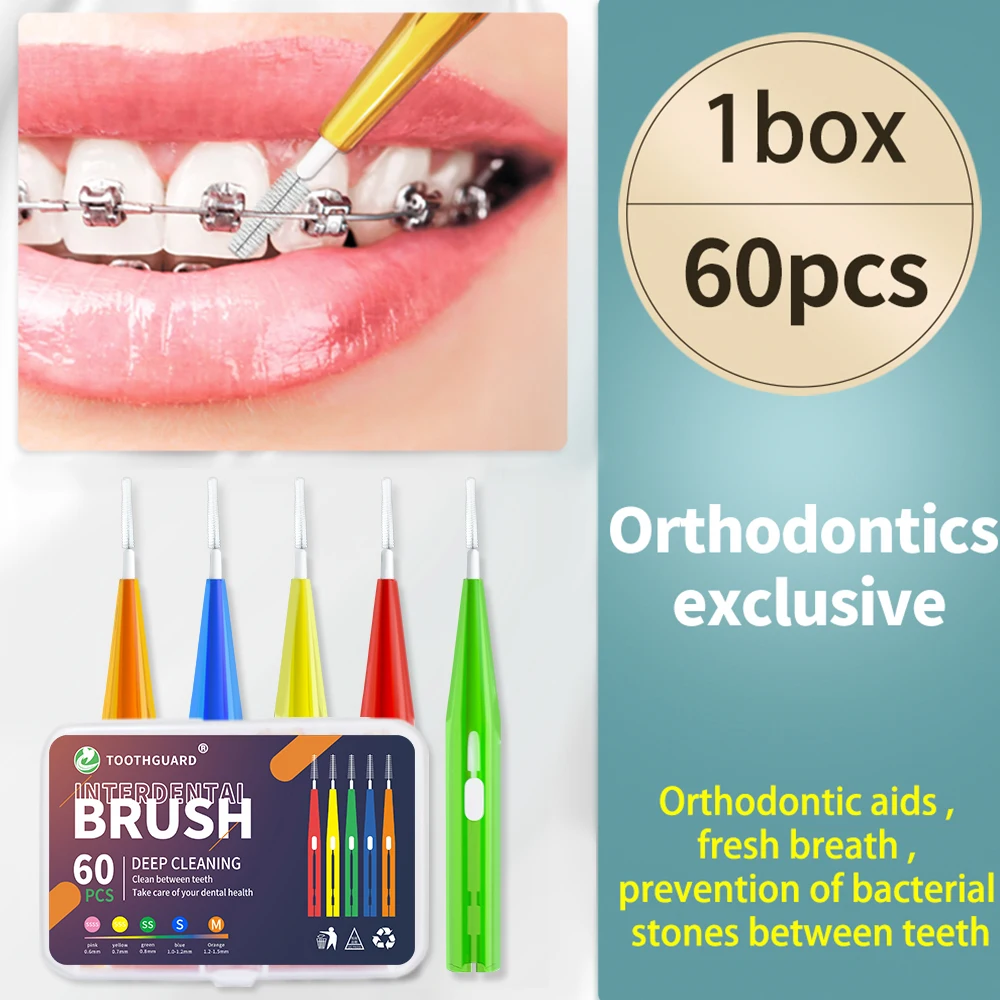 60pcs-Orthodontics-Interdental-Brush-for-Teeth-Braces-Cleaning-Push ...