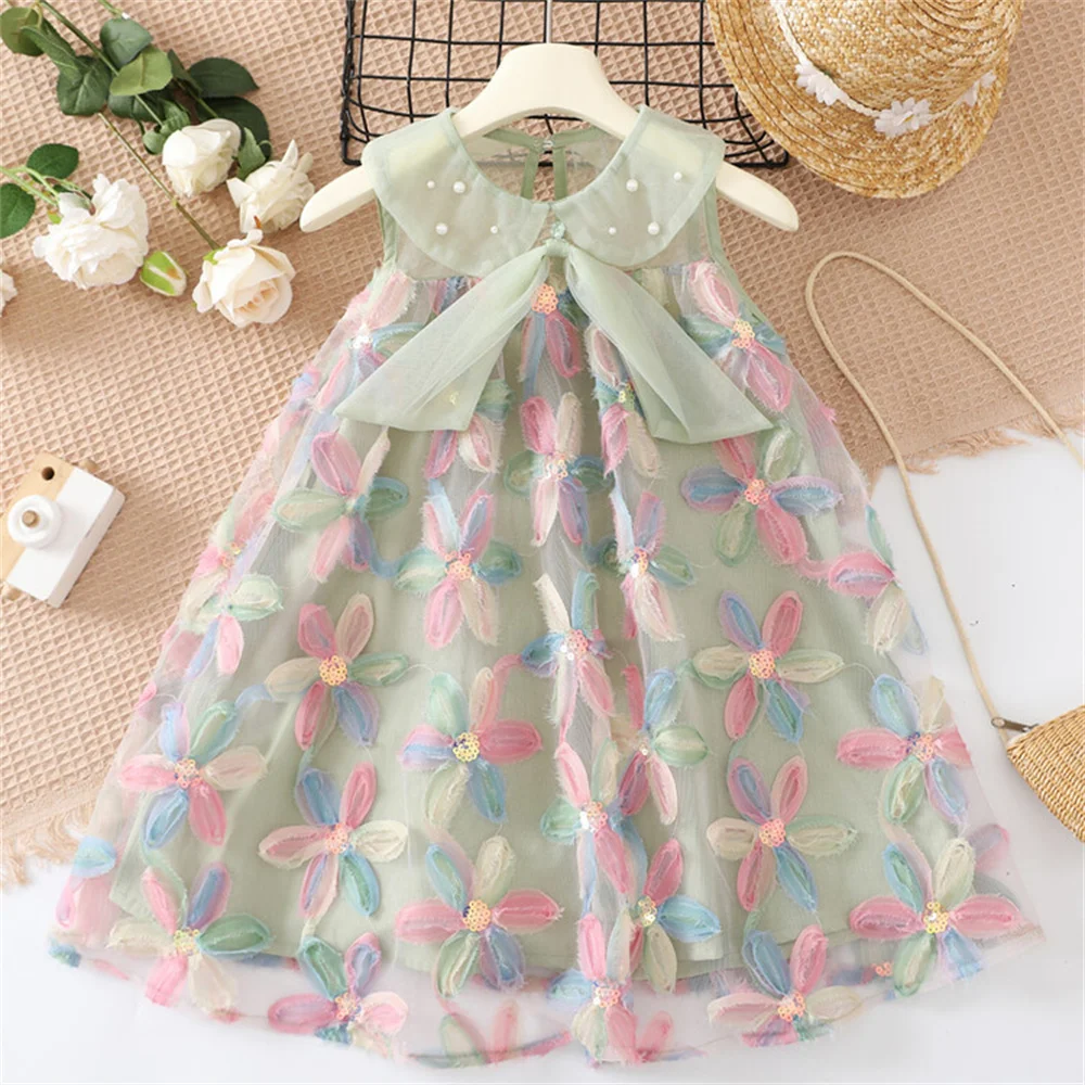 2SK037-Flowers-3D-Skirt-Beautiful-Dress-Girl-s-Fluffy-Skirt-Lace-Mesh ...