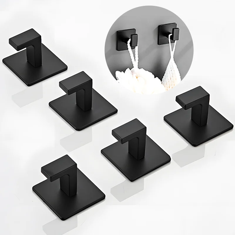 Hooks-Black-Self-Adhesive-Wall-Hooks-No-punching-For-Hanging-Keys-Coat ...