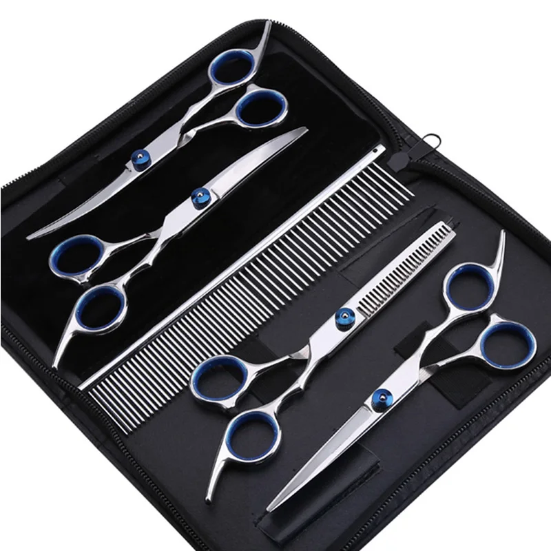 5pcs-Set-Stainless-Steel-Pet-Dogs-Grooming-Scissors-Suit-Hairdresser ...