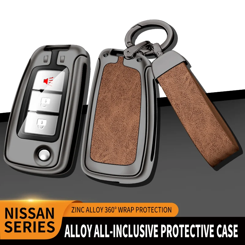 Zinc-Alloy-Leather-TPU-Car-Fold-Remote-Key-Bag-For-Nissan-Sylphy ...