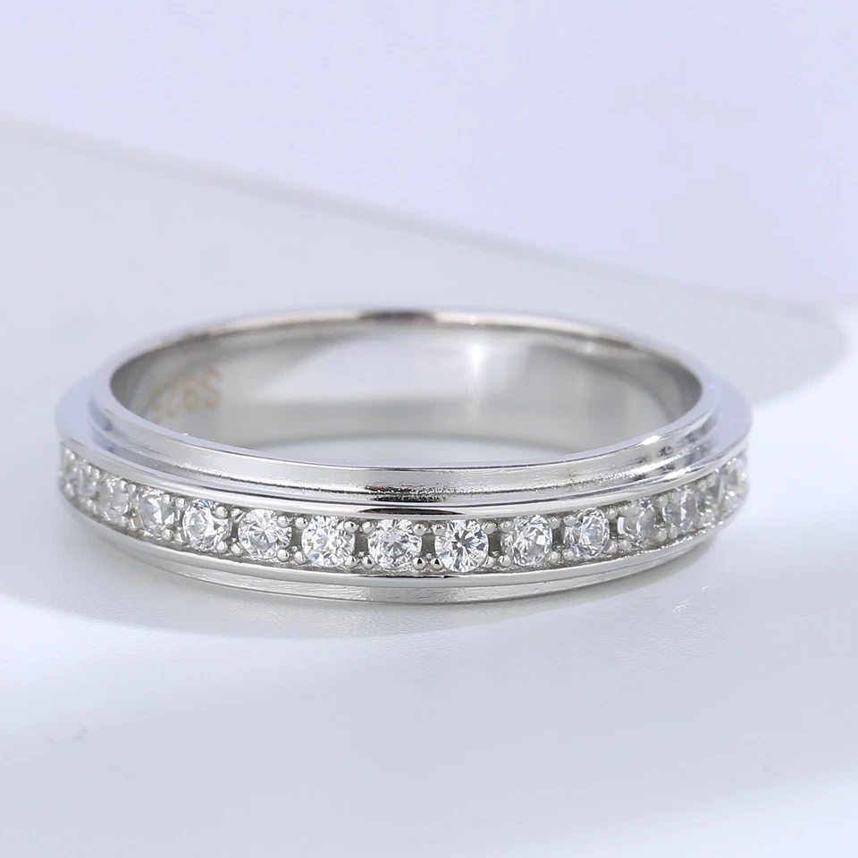 925 Sterling Silver Classic Wedding Ring Light Zircon Elegant White ...