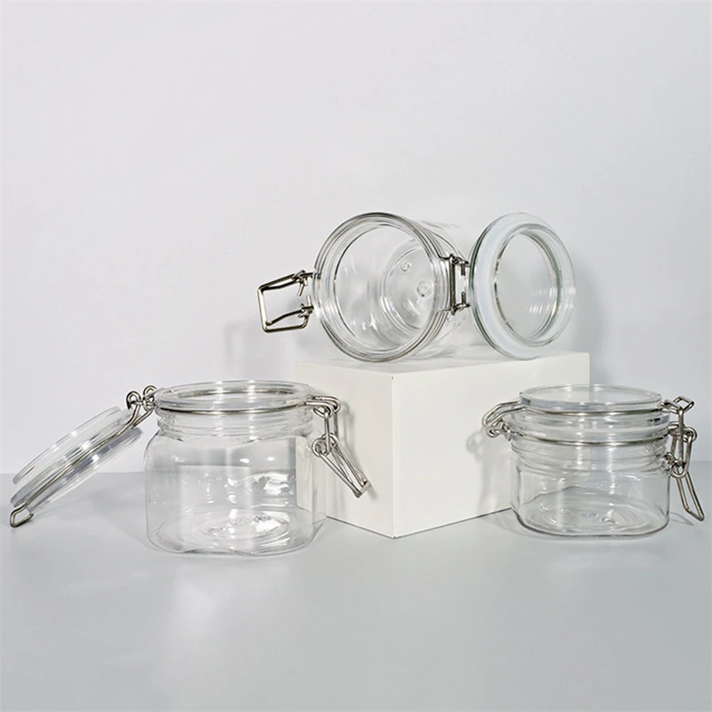 1pcs Plastic Clip Top Storage Jar With Airtight Seal Lid Kitchen Food ...