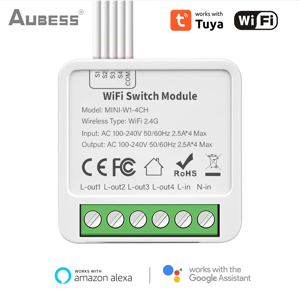 1PC Aubess Mini Tuya 2/3/4gang WIFI Smart Switch DIY Switch Module ...
