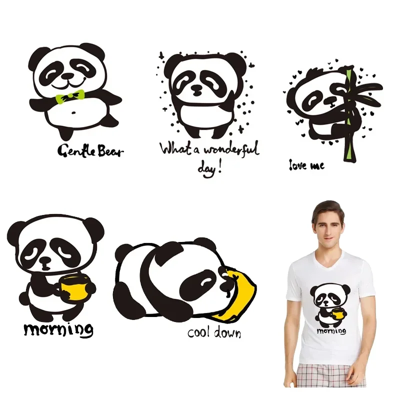 5-Pcs-Heat-Transfer-Stickers-Stickers-Iron-On-Panda-Cartoon-Stickers ...