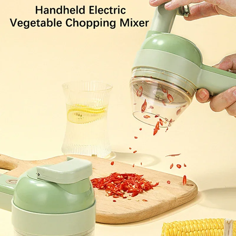 4 In 1 Multifunctional Electric Vegetable Cutter Slicer Garlic Mud ...