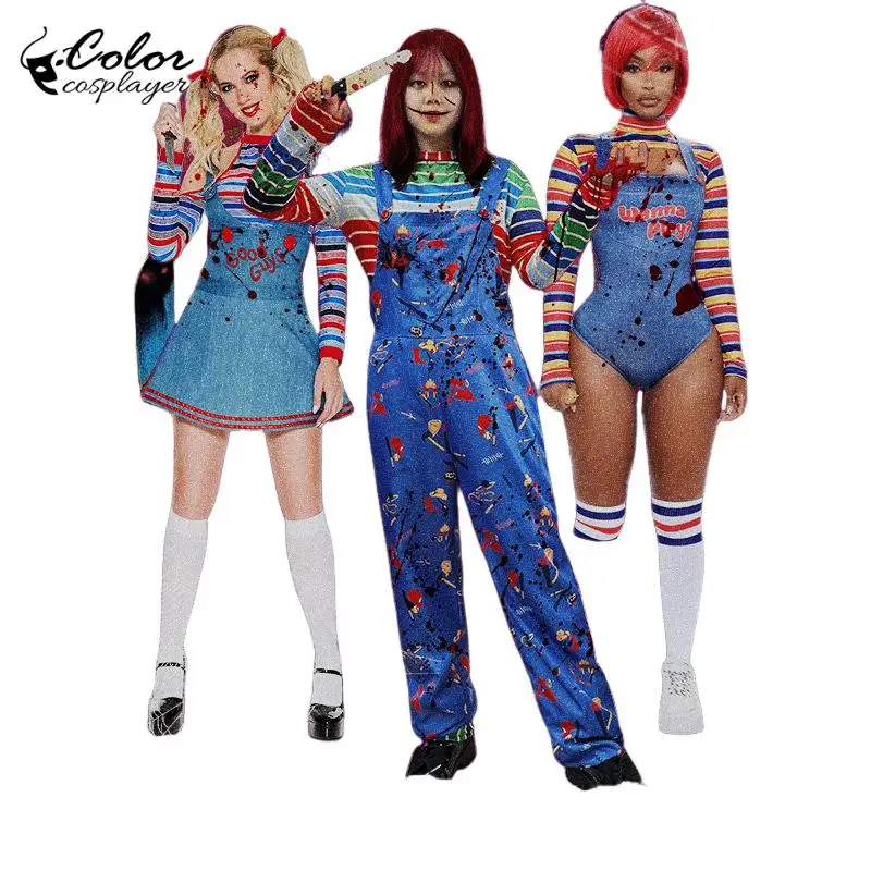 Anime Scary Chucky Halloween Carnival Cosplay Costume Jumpsuit Overalls ...
