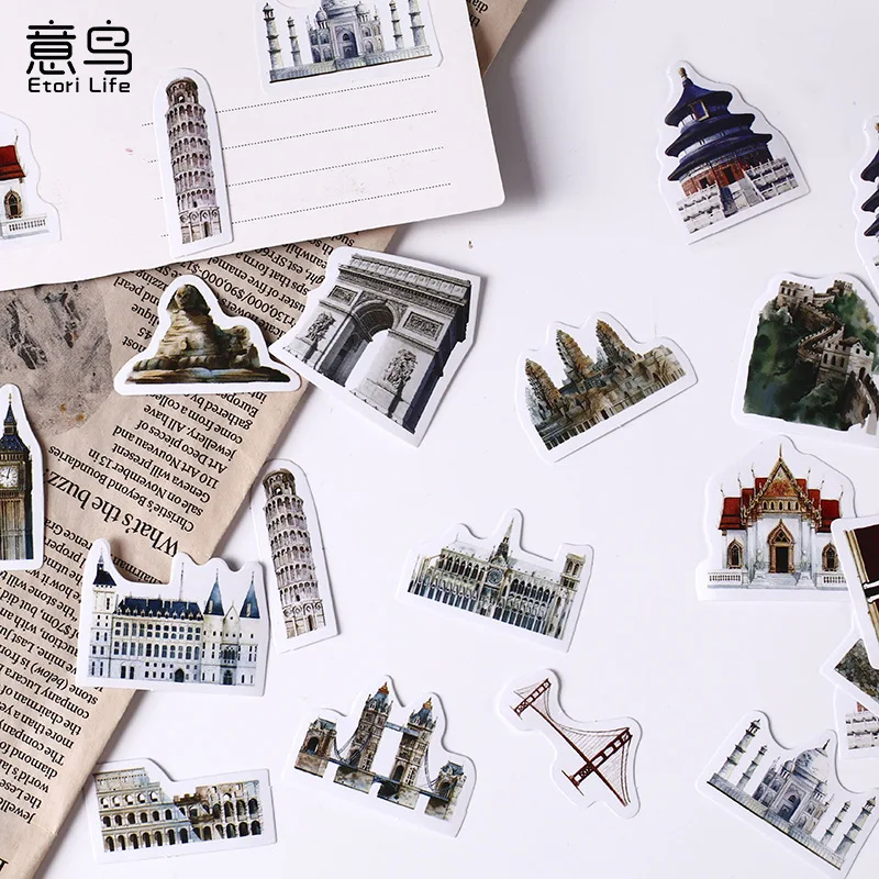 45pcs-Architecture-Stickers-Kawaii-Diary-Handmade-Adhesive-Paper-DIY ...