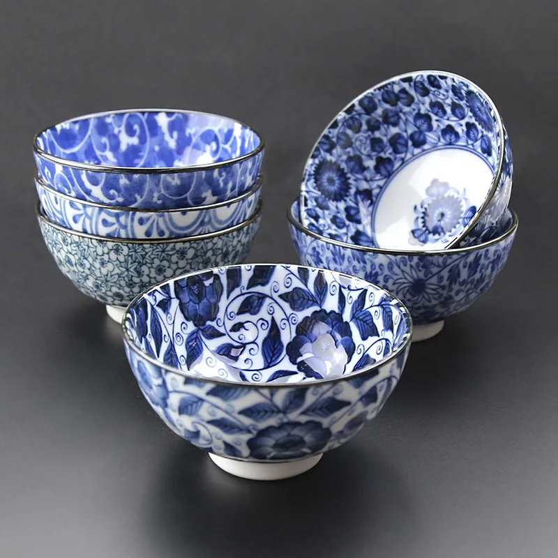 Japanese-Ceramic-Rice-Bowl-Roast-Blue-And-White-Noodles-Bowl-Dish-Soup ...