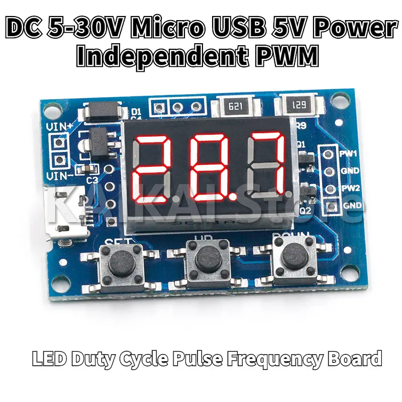 DC 5 30V 마이크로 USB 5V 전원 독립 PWM 발생기 2 채널 듀얼 웨이 디지털 LED 듀티 사이클 펄스 주파수 보드 ...