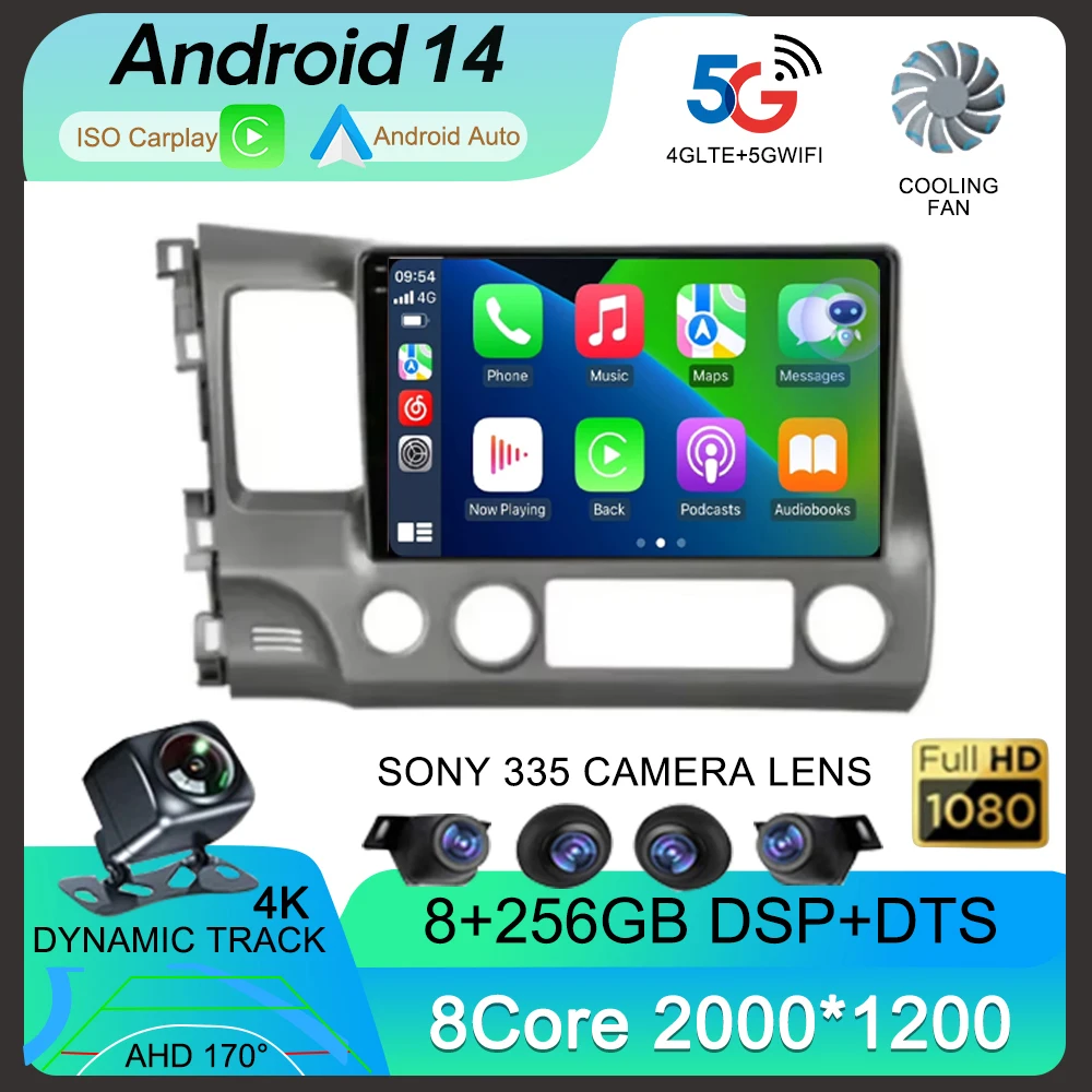 10-Android-14-Carplay-Car-Stereo-Radio-for-Honda-Civic-8-2005-2012 ...