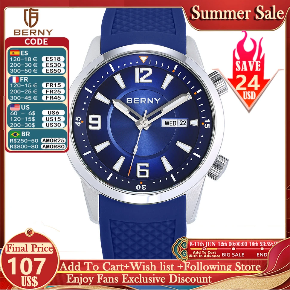 Mechanical Mens Watch Berny | Miyota 8205 Automatic Watch | Watch Man ...