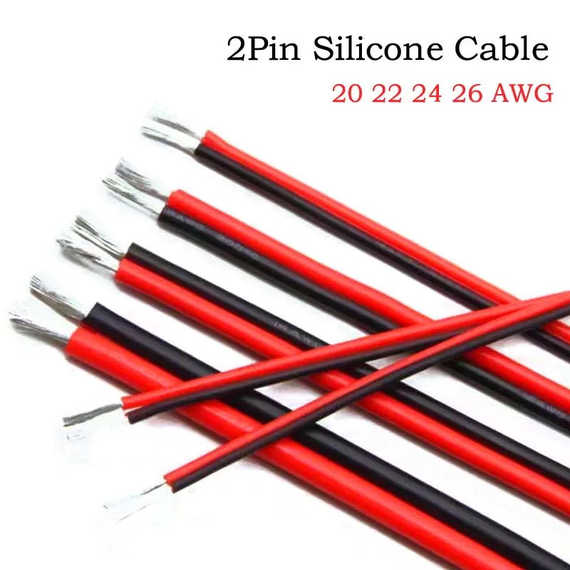 50m-100m-2Pin-Silicone-Power-Cable-20-22-24-26-AWG-Heat-Resistant ...